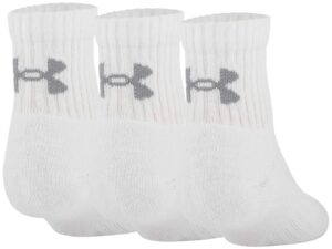 under armour youth training cotton quarter socks, multipairs , white (3-pairs) , small