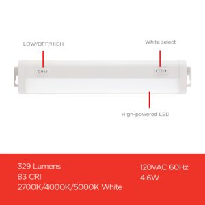 UltraPro 24 inch Plug-in Linkable Under Cabinet Lights, High/Low/Off, Warm White (2700K), Cool White (4000K), Bright White (5000K), LED Under Cabinet Lighting, Under Counter Lights for Kitchen, 44125