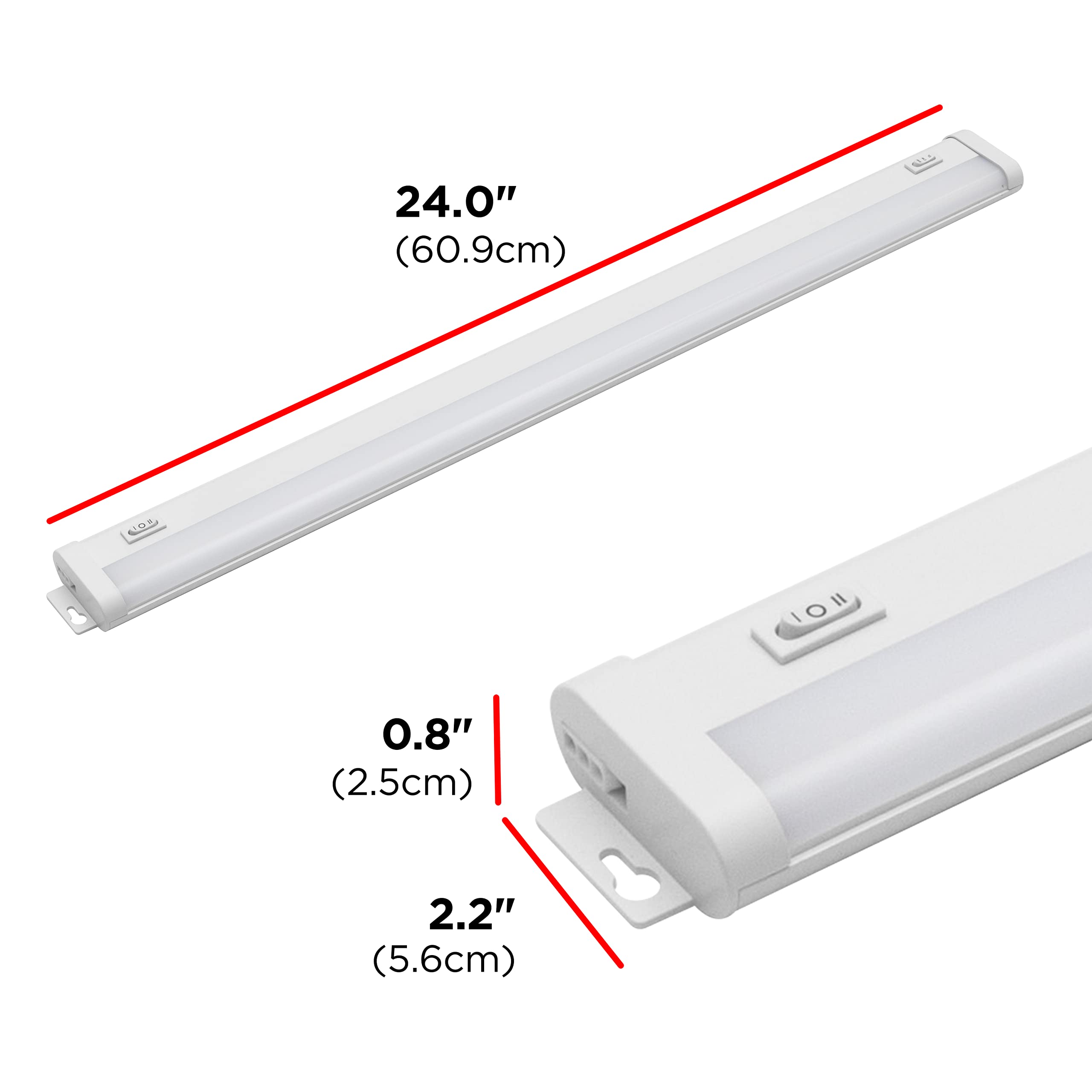 UltraPro 24 inch Plug-in Linkable Under Cabinet Lights, High/Low/Off, Warm White (2700K), Cool White (4000K), Bright White (5000K), LED Under Cabinet Lighting, Under Counter Lights for Kitchen, 44125