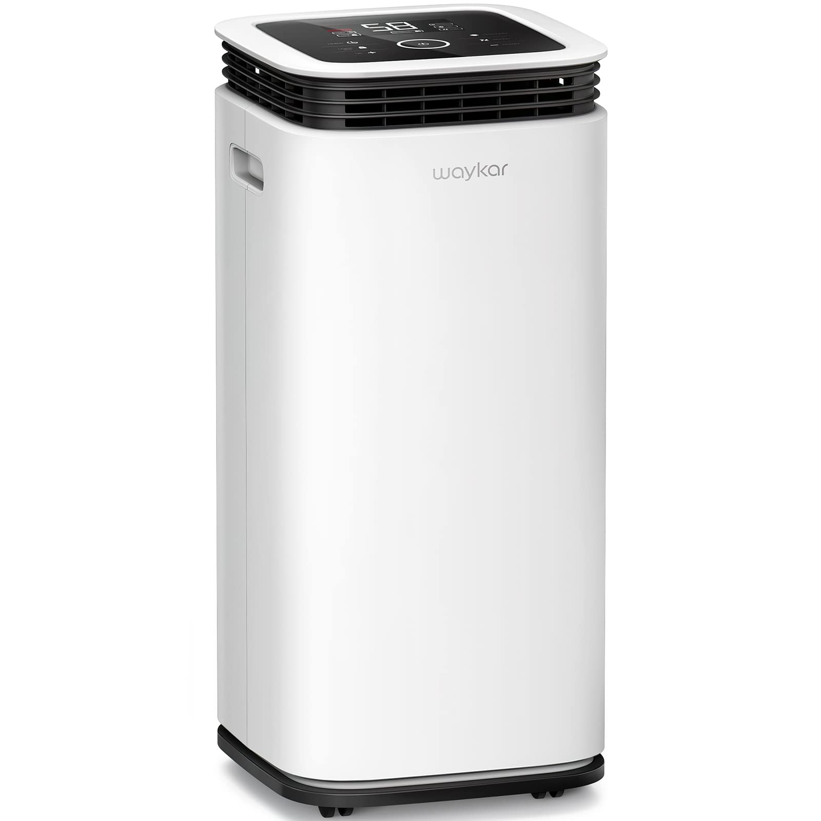 Waykar 5000 Sq. Ft Home Dehumidifier with Drain Hose for Basements, Large & Medium Sized Rooms, and Bathrooms with Intelligent Touch Control and 4 Air Outlets, 24 Hr Timer, and 1.19 Gallon Water Tank