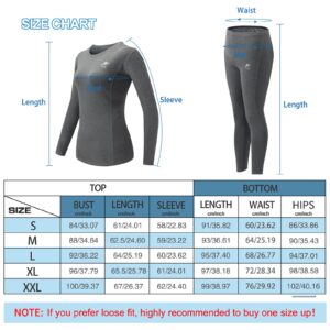 MeetHoo womens Women,winter Fleece Lined Long Johns Thermal Underwear for Women Winter Warm Base Layer Compression Set, Gray, Medium US