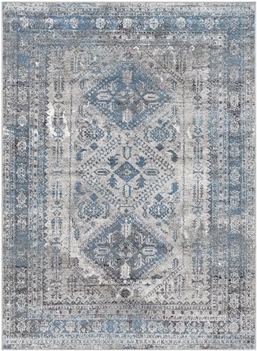 Livabliss Desta Vintage Oriental Area Rug,5'3" x 7'3",Blue/Grey