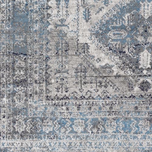 Livabliss Desta Vintage Oriental Area Rug,5'3" x 7'3",Blue/Grey