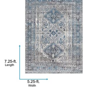 Livabliss Desta Vintage Oriental Area Rug,5'3" x 7'3",Blue/Grey