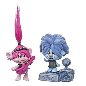 trolls dreamworks world tour rock city bobble with 2 figures, 1 with bobble action plus base, toy inspired by the movie world tour