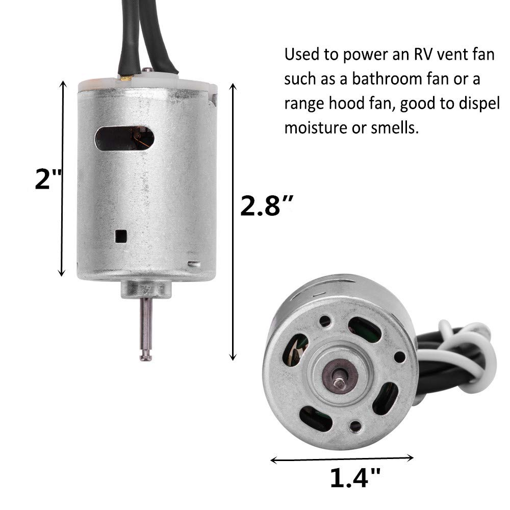 RV Vent Motor - 12 Volt Power Fan Vent Replacement Motor with D-Shaft 1/8"(0.125") for Travel Trailer Camper Bathroom Exhaust Vent Range Hood