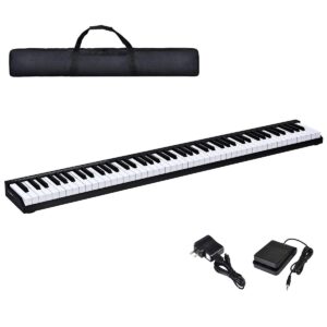 costzon 88-key digital piano, portable electric keyboard piano with full size semi weighted keys, sustain pedal, power supply, usb/midi keyboard & carrying case, fit for beginners adults kids, black