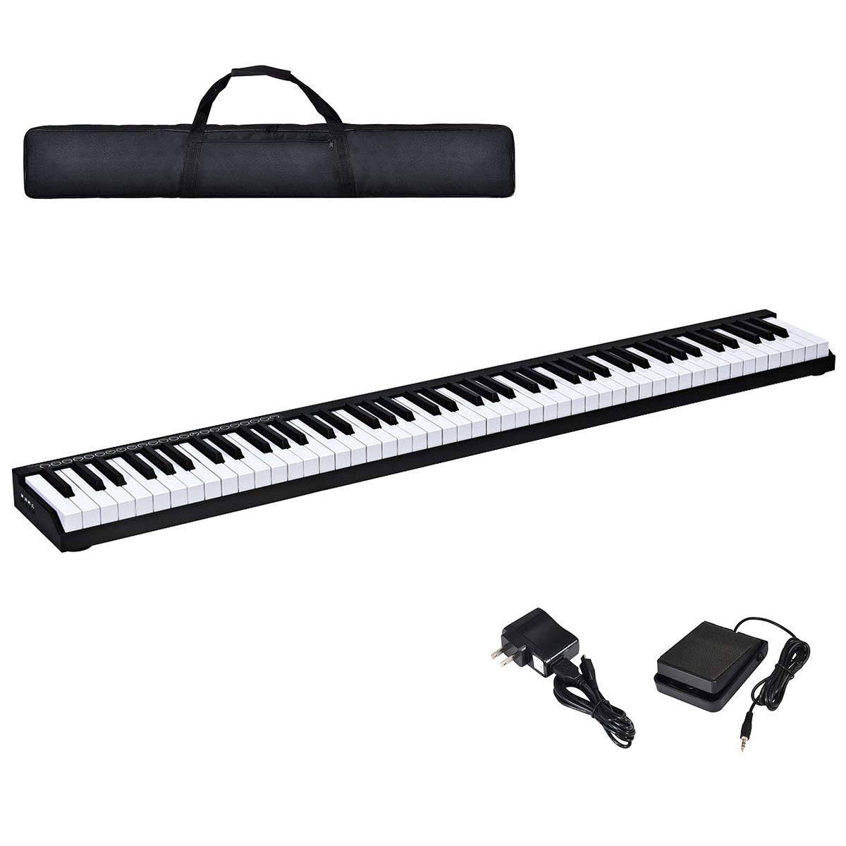 Costzon 88-Key Digital Piano, Portable Electric Keyboard Piano with Full Size Semi Weighted Keys, Sustain Pedal, Power Supply, USB/MIDI Keyboard & Carrying Case, Fit for Beginners Adults Kids, Black