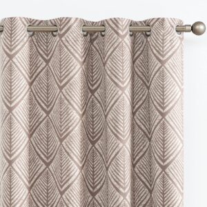 jinchan 80% blackout curtains for bedroom, geometric patterns drapes for living room, window treatments for room darkening, grommet top thermal insulated curtains 63 inch length 2 panels set, brown