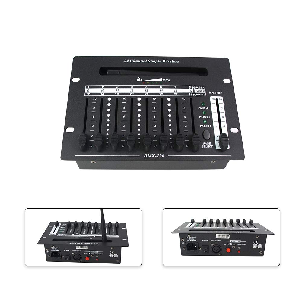 V-Show DMX dj Controller - 24CH Battery& Wireless Controllers for Battery Wirless DMX Uplight