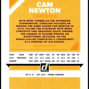 2019 Donruss #41 Cam Newton NM-MT Carolina Panthers Officially Licensed NFL Trading Card