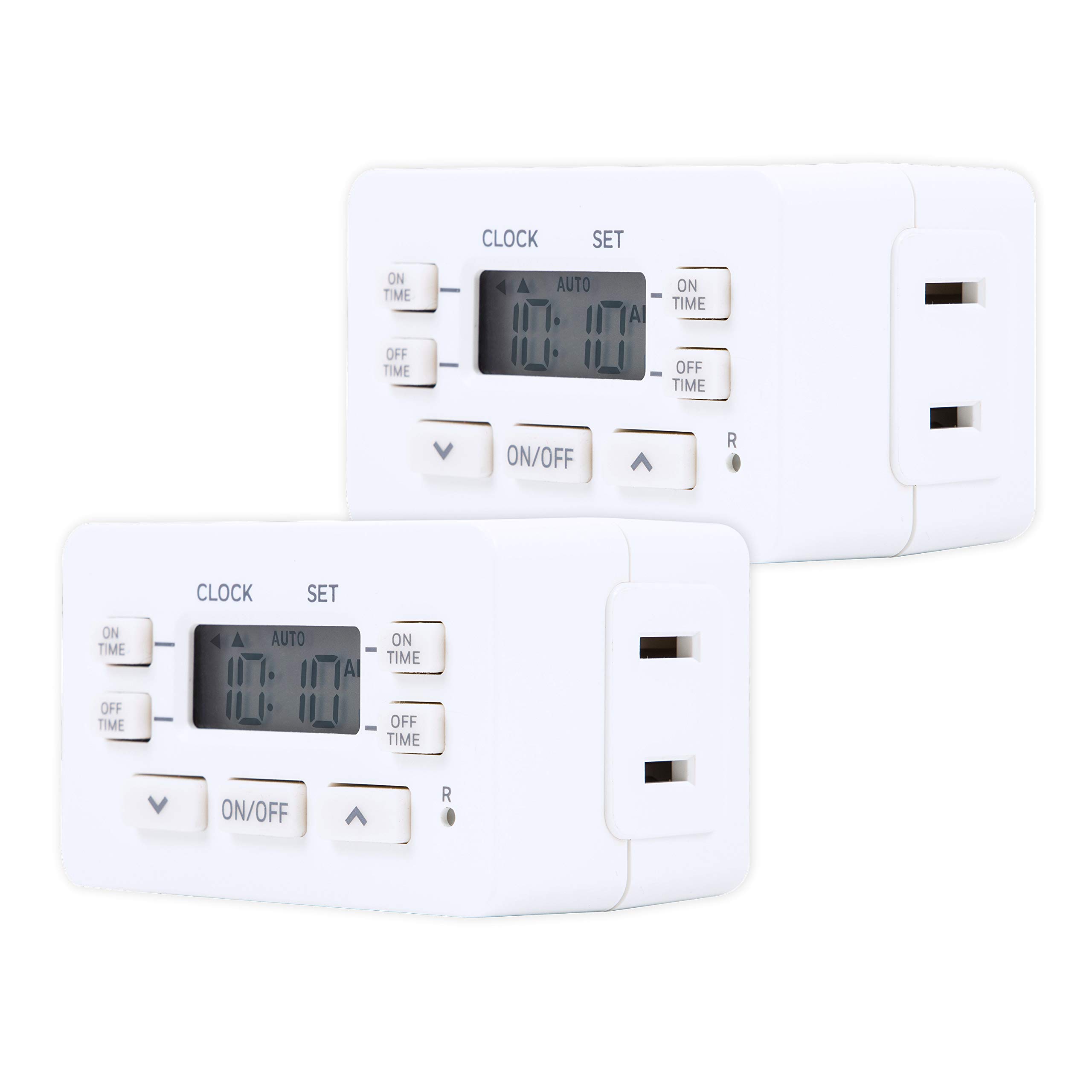 UltraPro Indoor Digital Timer, 24 Hour Cycle, 1 Polarized Outlet Timer, 2 Personal ON/OFF Settings, Override Switch, Ideal for Lamps, Seasonal Lights, Small Appliances, Aquarium, LED, 2 Pack, 45959