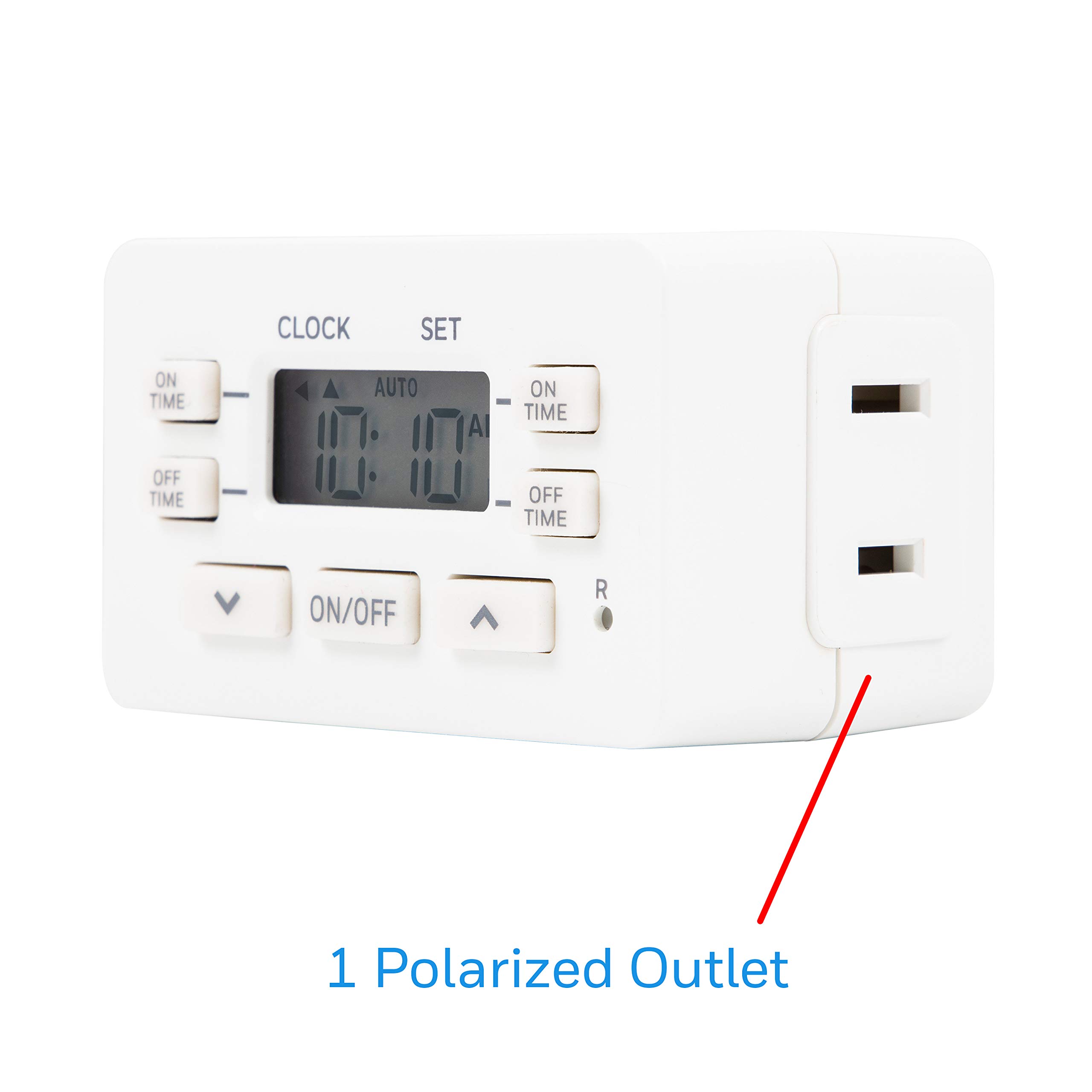 UltraPro Indoor Digital Timer, 24 Hour Cycle, 1 Polarized Outlet Timer, 2 Personal ON/OFF Settings, Override Switch, Ideal for Lamps, Seasonal Lights, Small Appliances, Aquarium, LED, 2 Pack, 45959