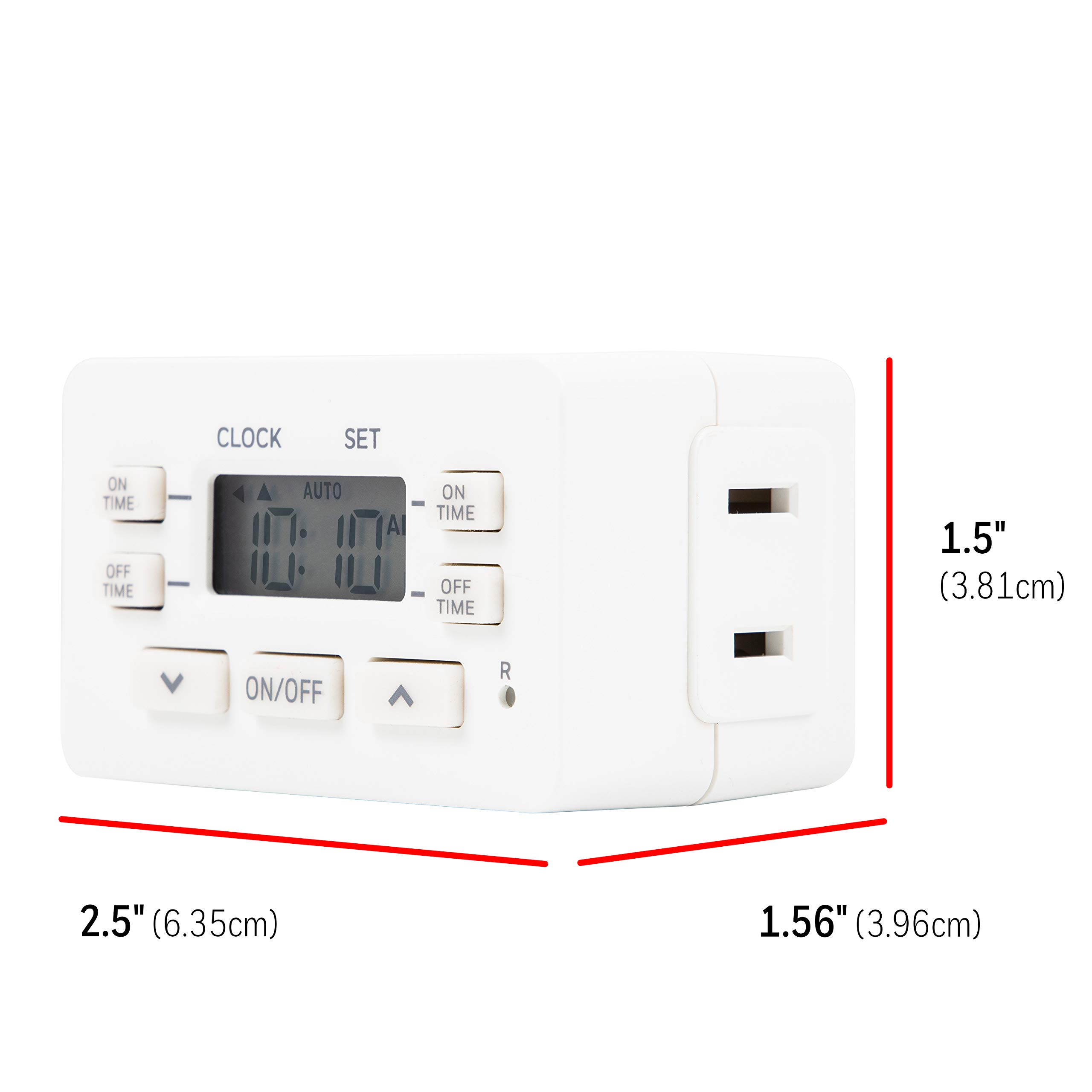 UltraPro Indoor Digital Timer, 24 Hour Cycle, 1 Polarized Outlet Timer, 2 Personal ON/OFF Settings, Override Switch, Ideal for Lamps, Seasonal Lights, Small Appliances, Aquarium, LED, 2 Pack, 45959