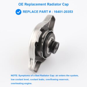 Radiator Cap, Replace 16401-20353 1640120353 Compatible with Toyota Lexus - 4Runner, Camry, Celica, Corolla, Highlander, Matrix, Prius, Sequoia, Solara, T100, Tundra, GS300, RX330, RX400h, SC300, More