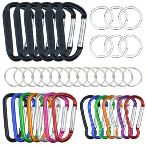 20 pack carabiners clips with keychain d ring caribeaner clip hook for backpack water bottle key home rv outdoor small item (3 style)