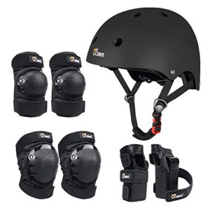 jbm child & adults rider series protection gear set for multi sports scooter, skateboarding, roller skating, protection for beginner to advanced, helmet, knee and elbow pads with wrist guards