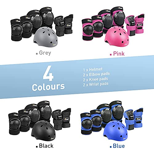 JBM Child & Adults Rider Series Protection Gear Set for Multi Sports Scooter, Skateboarding, Roller Skating, Protection for Beginner to Advanced, Helmet, Knee and Elbow Pads with Wrist Guards