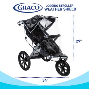 Graco Baby Jogging Stroller Universal Rain Cover, Ventilated Weather Shield, Waterproof, Windproof, Versatile Size to Fit Most Jogging Strollers, Vinyl, Clear, Plastic