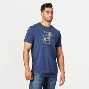 Life is Good Men's Standard Crusher T, Short Sleeve Cotton Graphic Tee Shirt, Happy Hour Fishing, Darkest Blue, 3X-Large