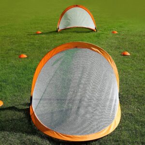 WIn SPORTS Foldable Pop Up Soccer Goal Pro 2 Portable Soccer Nets with Carrying Case and Training Cones,Practice in Backyard,School for Kids and Adults, Choose from 2.5', 4' Sizes