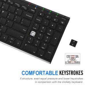 Arteck USB Wireless Keyboard Stainless Steel Ultra Slim Keyboard with Numeric Keypad for Computer/PC/Laptop and Windows 11/10/8 Rechargeable Battery