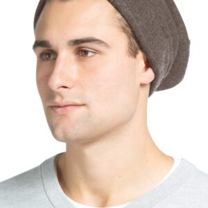 Fishers Finery Men's 100% Pure Cashmere Slouchy Beanie (Cappuccino)