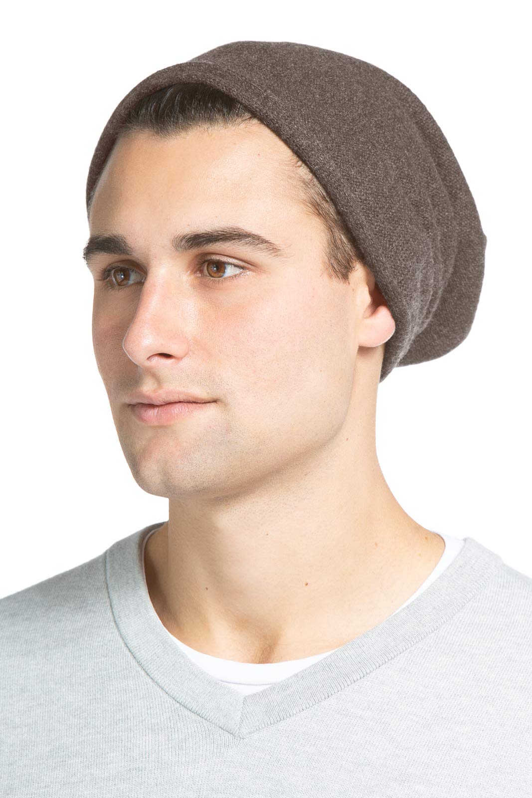 Fishers Finery Men's 100% Pure Cashmere Slouchy Beanie (Cappuccino)