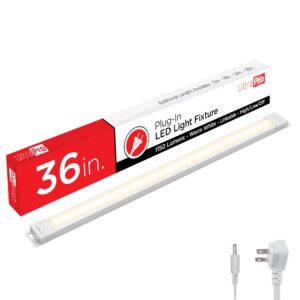 ultrapro 36 inch plug-in linkable under cabinet lights, high/low/off, warm white light (2700k), led under cabinet lighting, under counter lights for kitchen, 44108