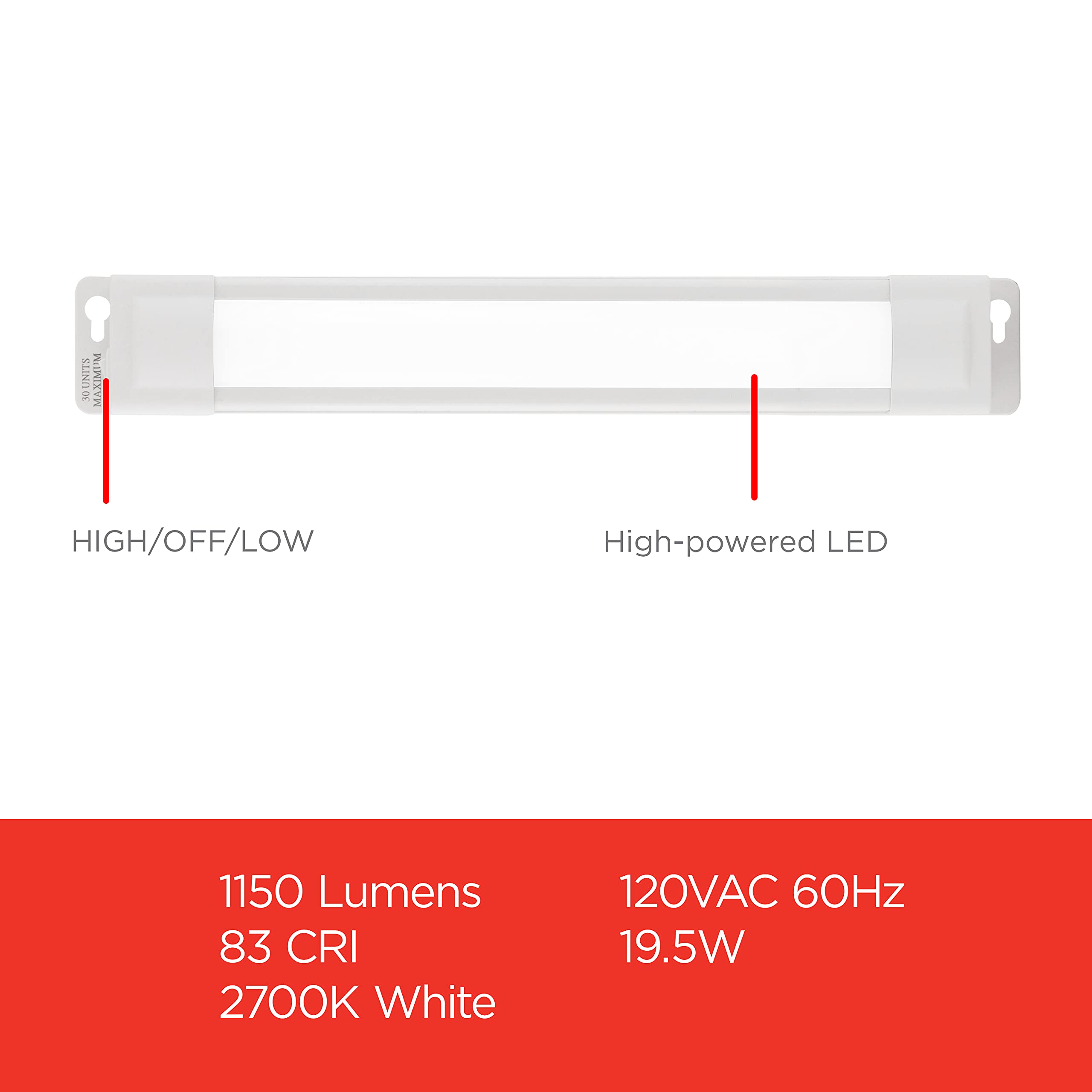 UltraPro 36 inch Plug-in Linkable Under Cabinet Lights, High/Low/Off, Warm White Light (2700K), LED Under Cabinet Lighting, Under Counter Lights for Kitchen, 44108