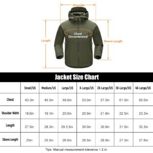 FREE SOLDIER Men's Outdoor Waterproof Soft Shell Hooded Military Tactical Jacket (Green Medium/US)