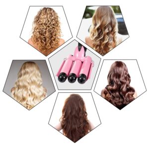 WILLBOND 3 Barrel Curling Iron Wand Hair Waver with Two Temperature Control, 25mm(1 Inch), LCD Lights Indicate, Ceramic Professional Hair Curling Wand with 4 Pcs Hair Clips and Heat Resistant Glove