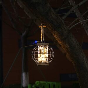 JHY DESIGN Metal Cage LED Lantern Battery Powered,7.3" Tall Cordless Accent Light with 20pcs Fairy Lights.Great for Weddings, Parties, Patio, Events for Indoors/Outdoors.