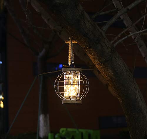 JHY DESIGN Metal Cage LED Lantern Battery Powered,7.3" Tall Cordless Accent Light with 20pcs Fairy Lights.Great for Weddings, Parties, Patio, Events for Indoors/Outdoors.