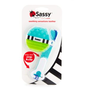 Sassy Teether with Soft Flexible Strap & Keeper Clip, Soothing Sensations