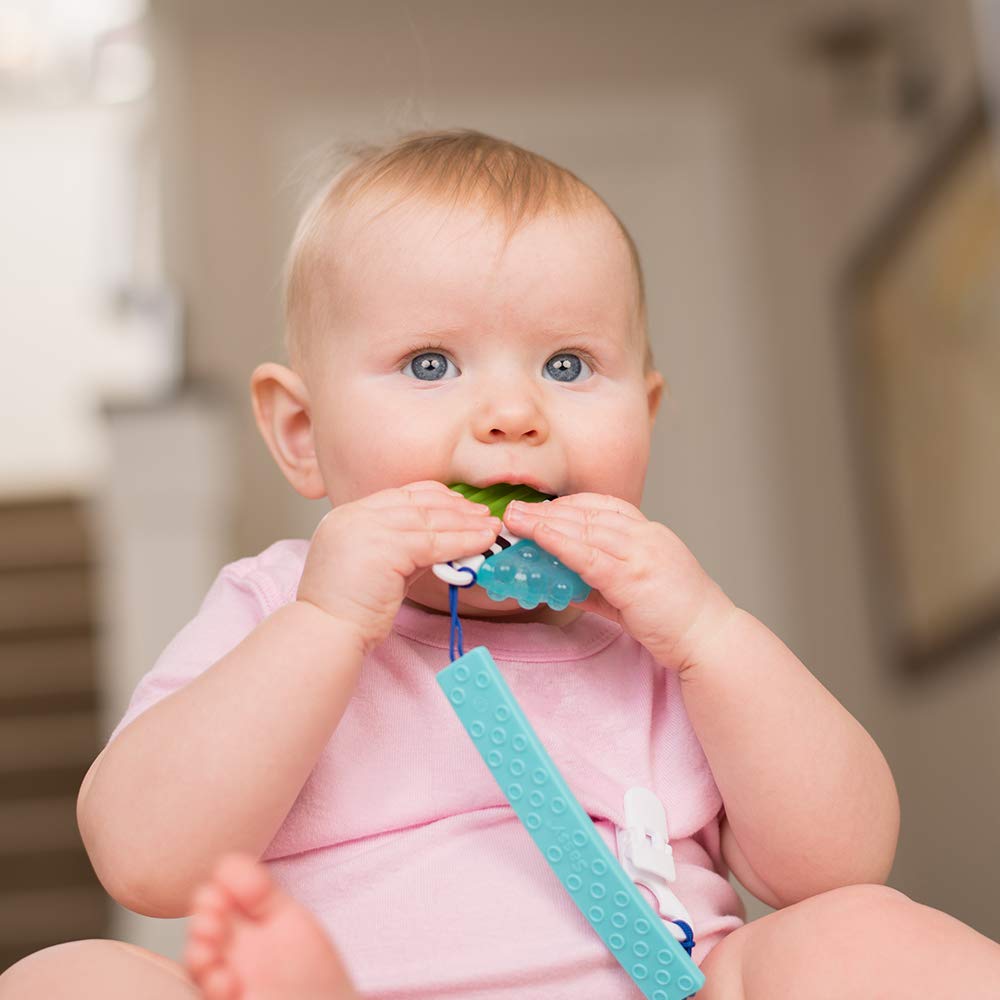 Sassy Teether with Soft Flexible Strap & Keeper Clip, Soothing Sensations