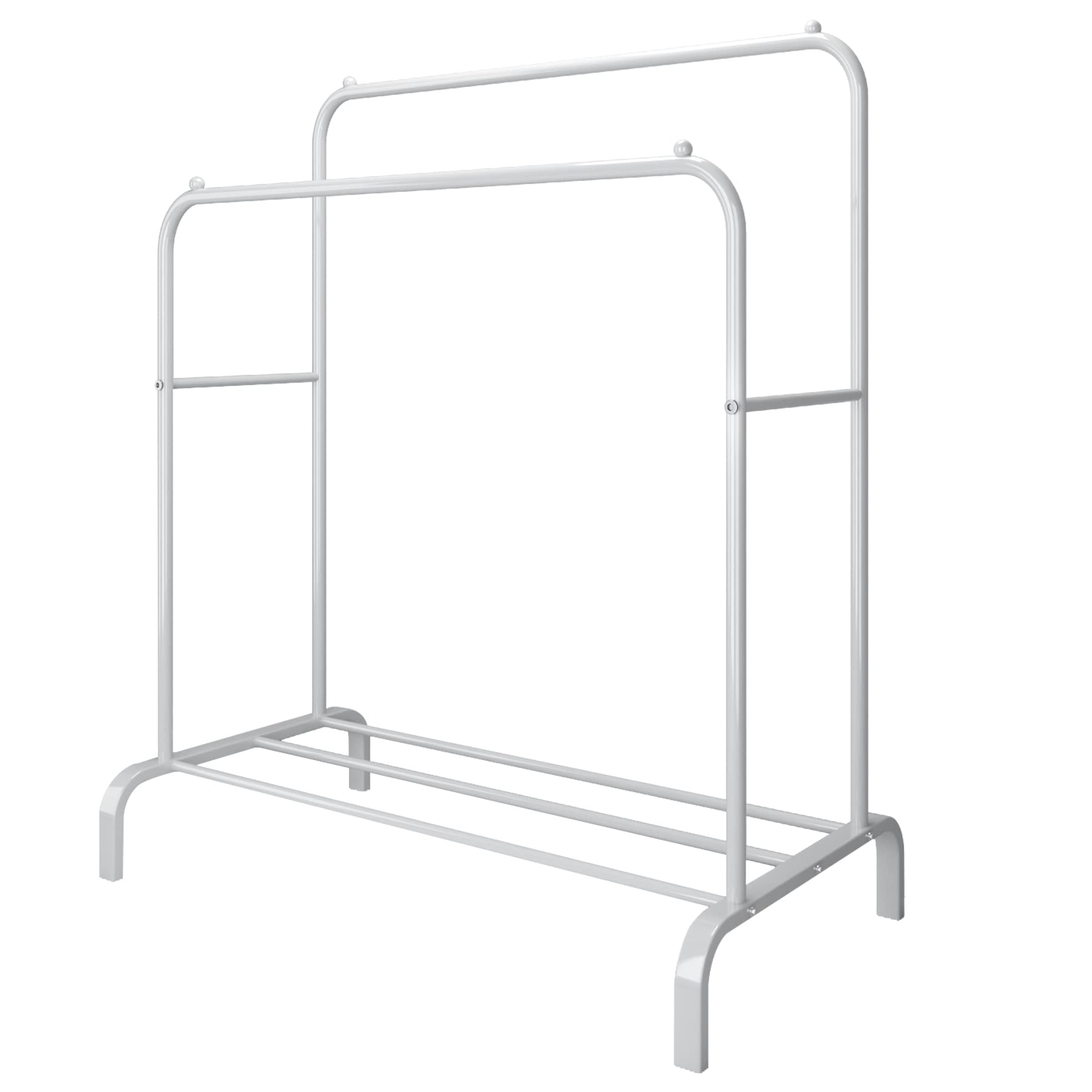 UDEAR Garment Rack，43.3 Inches Freestanding Hanger Double Pole Multi-functional Bedroom Clothing Rack, White