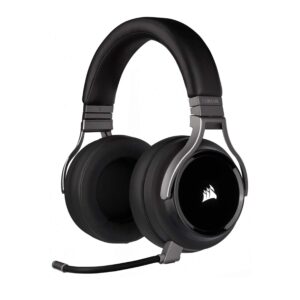 corsair virtuoso rgb wireless gaming headset with 7.1 surround sound, broadcast microphone, memory foam earcups, 20hr battery - for pc, ps4