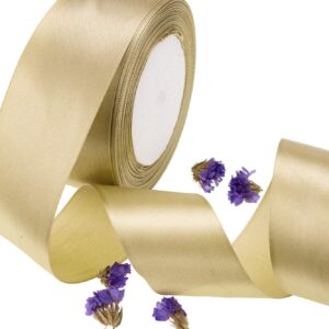 ATRBB 25 Yards 1-1/2 inch Wide Satin Ribbon Perfect for Wedding,Handmade Bows and Gift Wrapping(Old Gold)