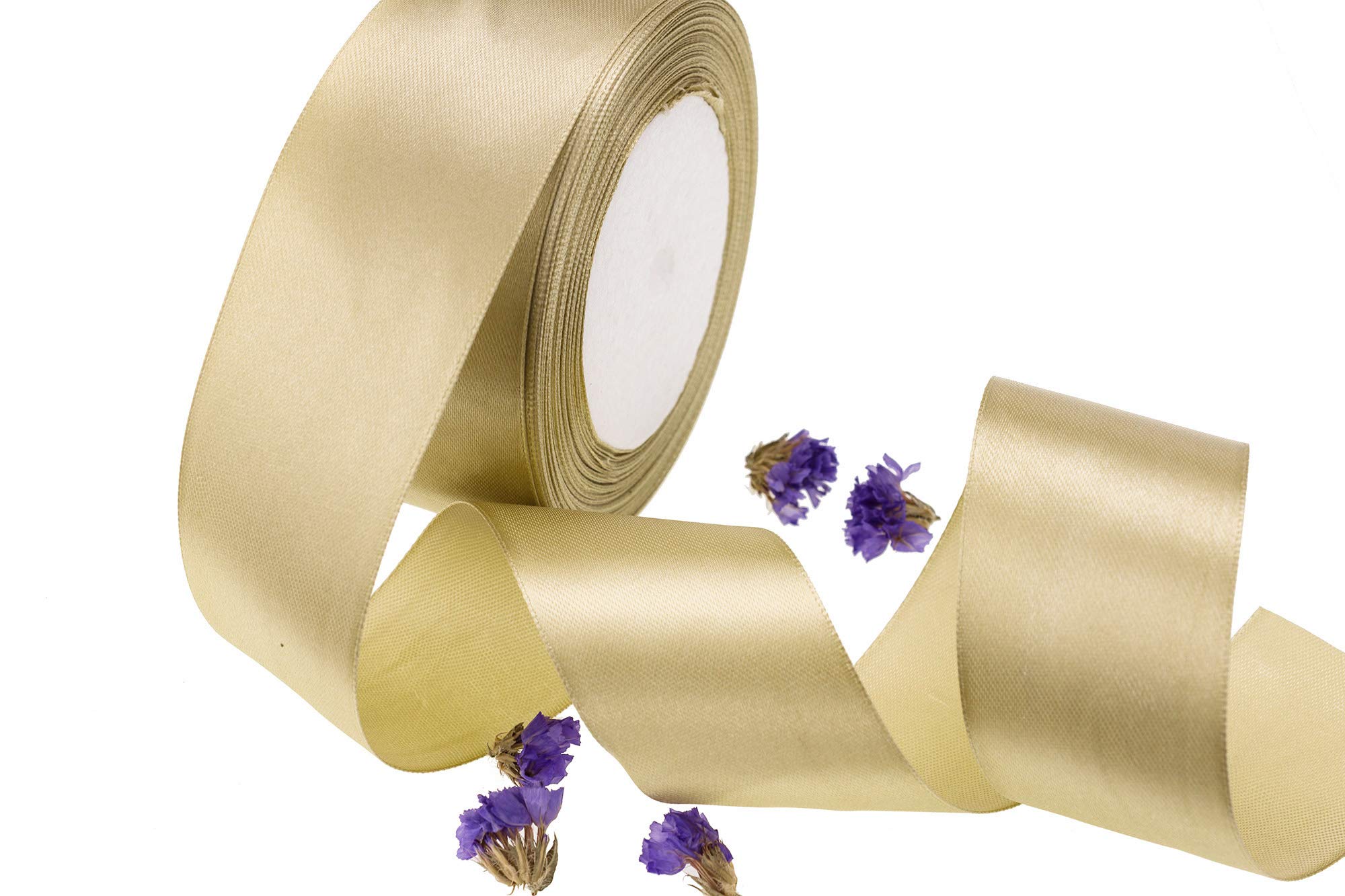 ATRBB 25 Yards 1-1/2 inch Wide Satin Ribbon Perfect for Wedding,Handmade Bows and Gift Wrapping(Old Gold)