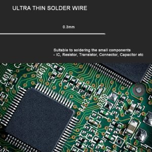 Ultra-Thin Solder Wire 0.01in (0.3mm) Rosin Core Flux 2.5, Lead Free Solder Wire Sn99 Ag0.3 Cu0.7 Flow 50g Electronics Soldering Electric Solder