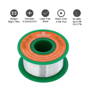 Ultra-Thin Solder Wire 0.01in (0.3mm) Rosin Core Flux 2.5, Lead Free Solder Wire Sn99 Ag0.3 Cu0.7 Flow 50g Electronics Soldering Electric Solder