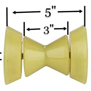 LIAULIADLL 3" Yellow Poly Bow Roller with 1/2" Shaft Stop Boat PWC Marine Trailer