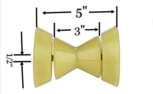 LIAULIADLL 3" Yellow Poly Bow Roller with 1/2" Shaft Stop Boat PWC Marine Trailer