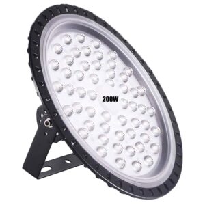 donzake 200w ufo led high bay light lamp factory warehouse industrial lighting 20000 lumen 6000-6500k ip65 warehouse led lights- commercial bay lighting for garage factory workshop gym (200w 1pcs)