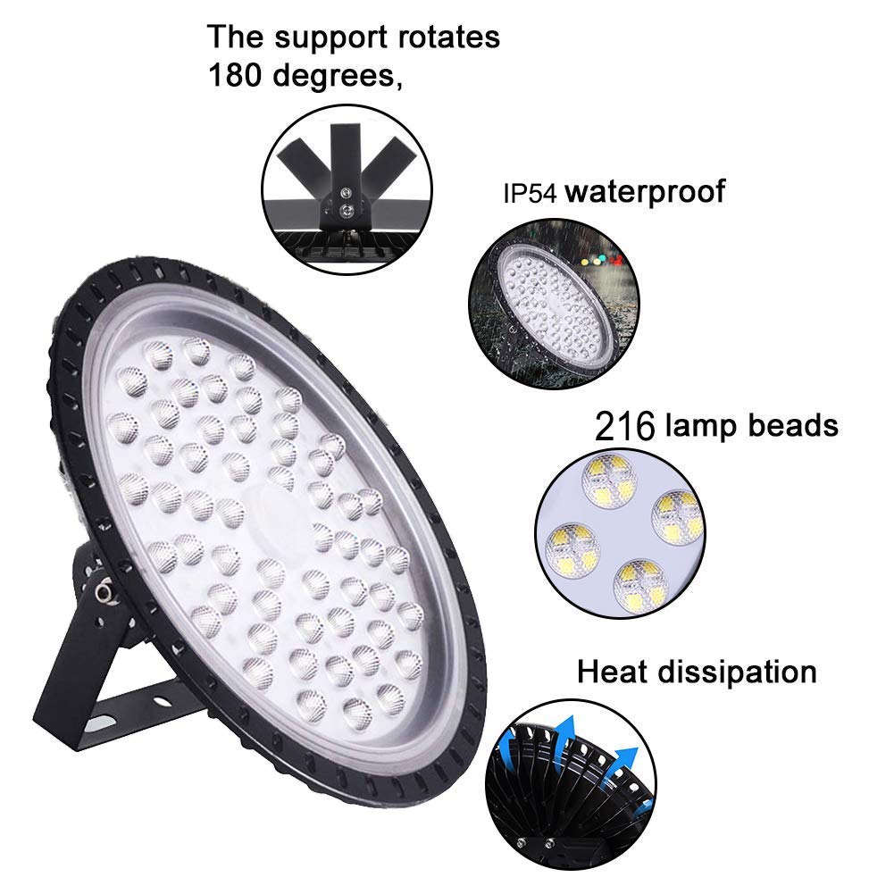 Donzake 200W UFO LED High Bay Light lamp Factory Warehouse Industrial Lighting 20000 Lumen 6000-6500K IP65 Warehouse LED Lights- Commercial Bay Lighting for Garage Factory Workshop Gym (200W 1pcs)