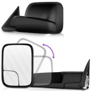 ineedup towing mirrors fit for 94-01 for dodge for ram 1500 2002 for dodge for ram 2500/3500 tow mirrors with left and right side manual adjusted no heated no signal textured manual flip up function