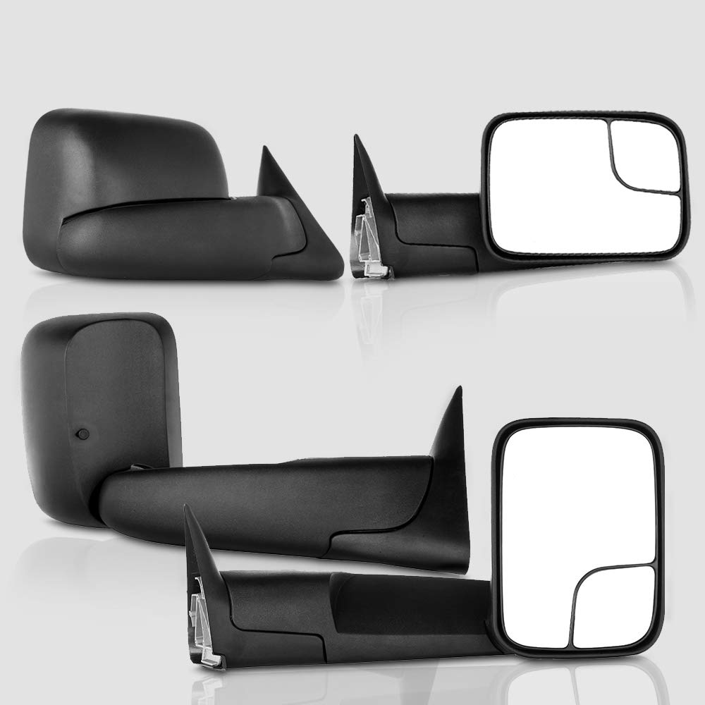 INEEDUP Towing Mirrors Fit for 94-01 for Dodge for Ram 1500 2002 for Dodge for Ram 2500/3500 Tow Mirrors with Left and Right Side Manual Adjusted No Heated No Signal Textured Manual Flip Up Function