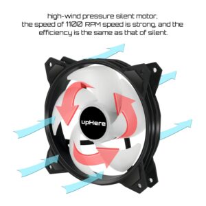 upHere 120mm Silent RGB Case Fan Adjustable Colorful Computer Cooling Fans,5-Pack 1,PF1206-5