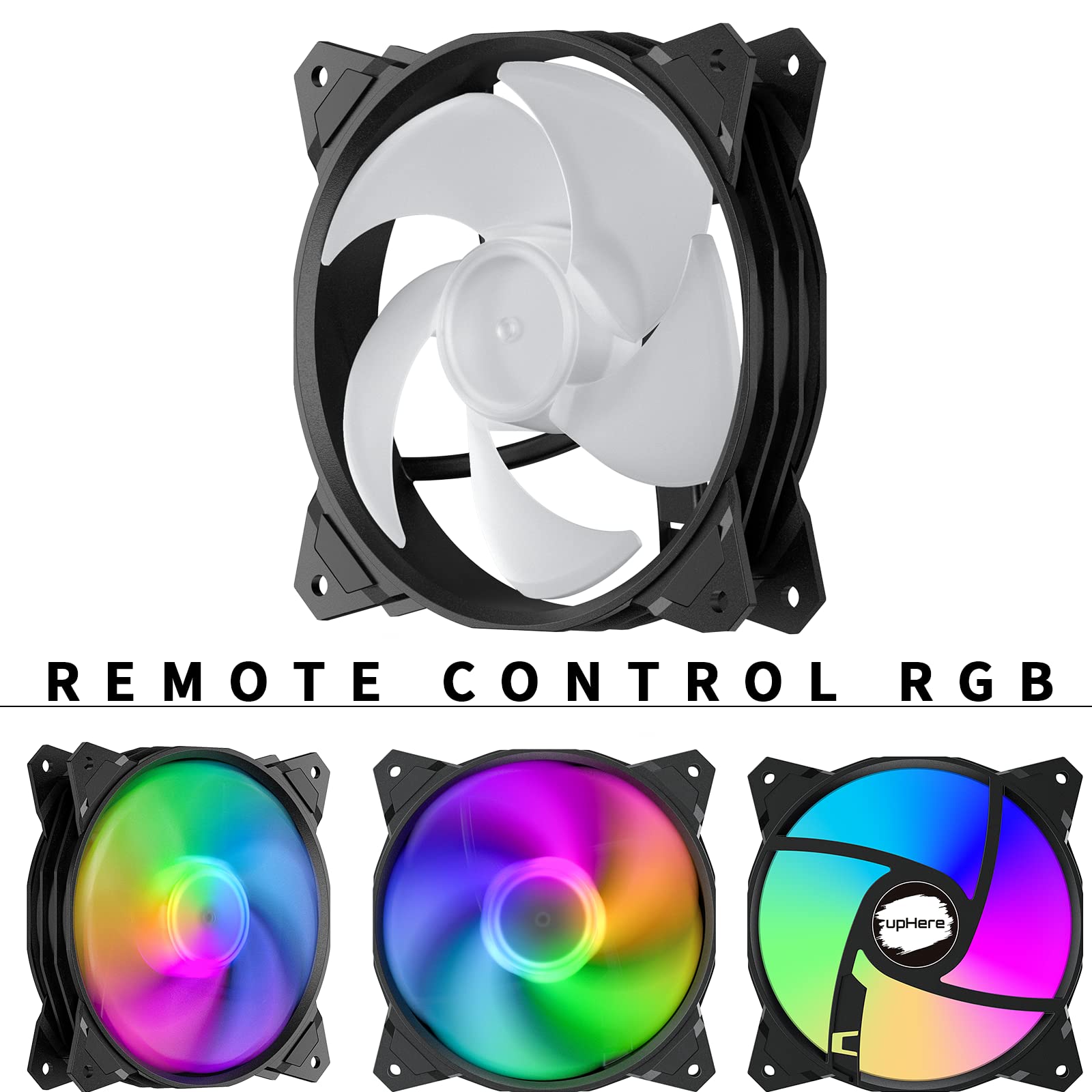 upHere 120mm Silent RGB Case Fan Adjustable Colorful Computer Cooling Fans,5-Pack 1,PF1206-5